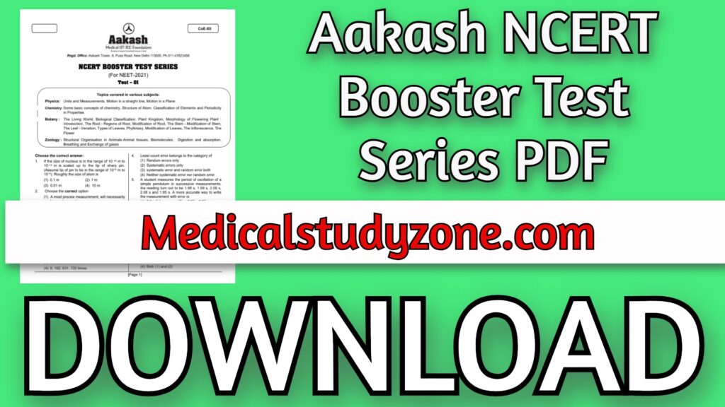 Aakash NCERT Booster Test Series 2021 PDF Free Download - Medical Study ...