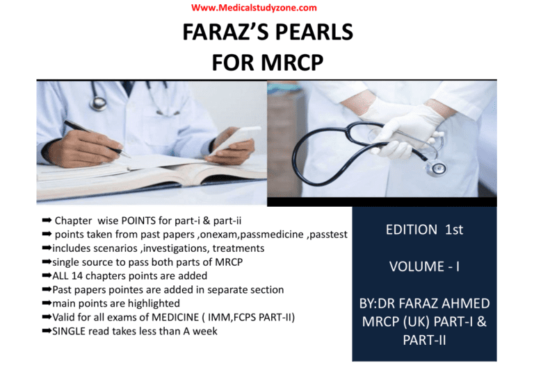 Faraz's Pearls For MRCP Volume 1 PDF Free Download - Medical Study Zone